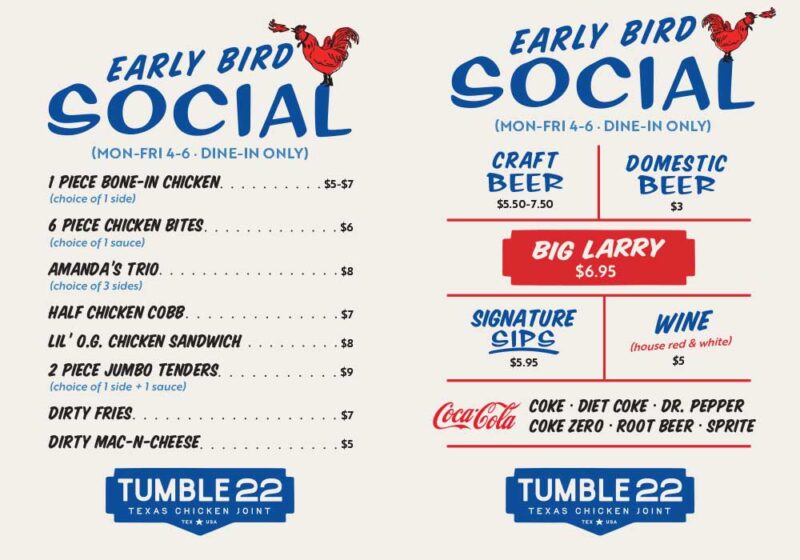 Online Menu Cedar Park - Tumble 22